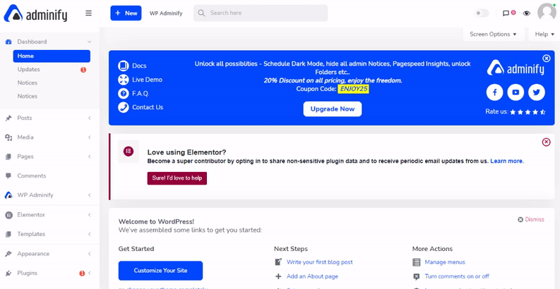 12+ Free WordPress Admin Dashboard Plugin In WP Adminify - Master Addons